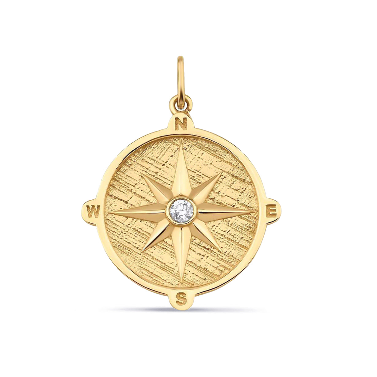 18K, 14K Gold Diamond Compass Pendant