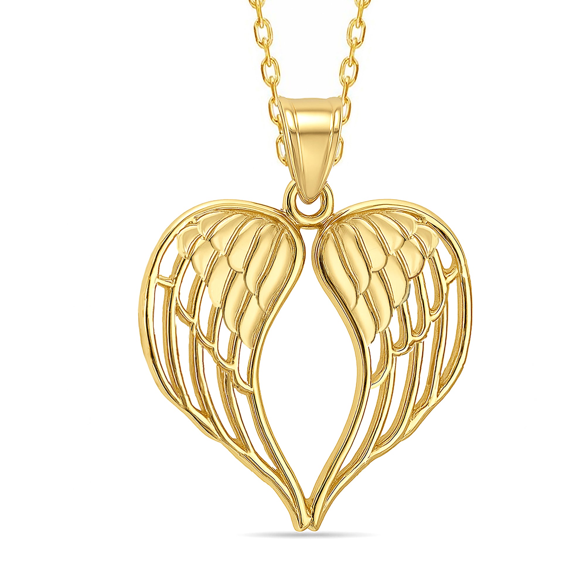 Angel Wings Necklace 14K Solid Gold Guardian Angel Necklace