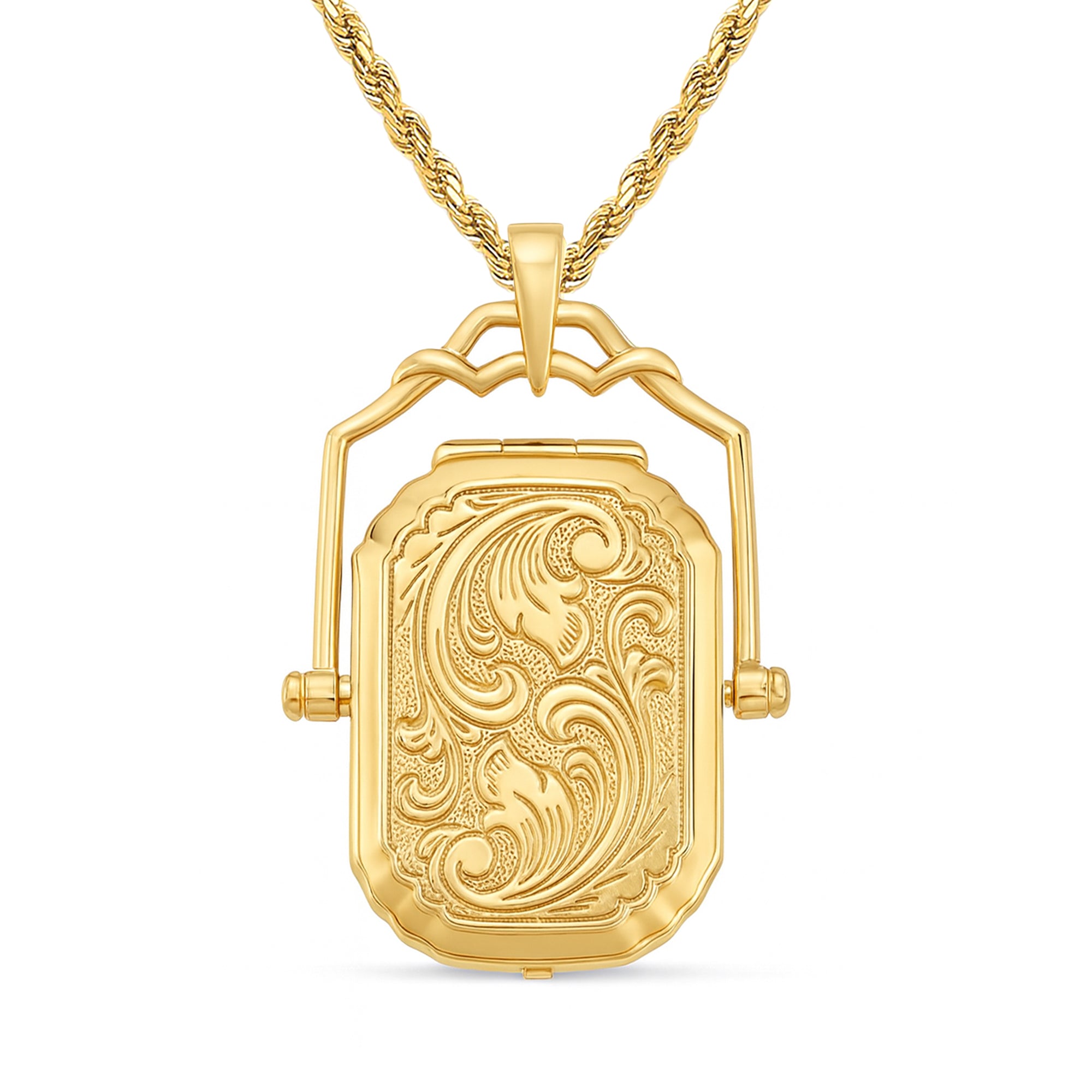 14K Gold Vintage Inspired Antique Style Filigree Swivel Picture Locket