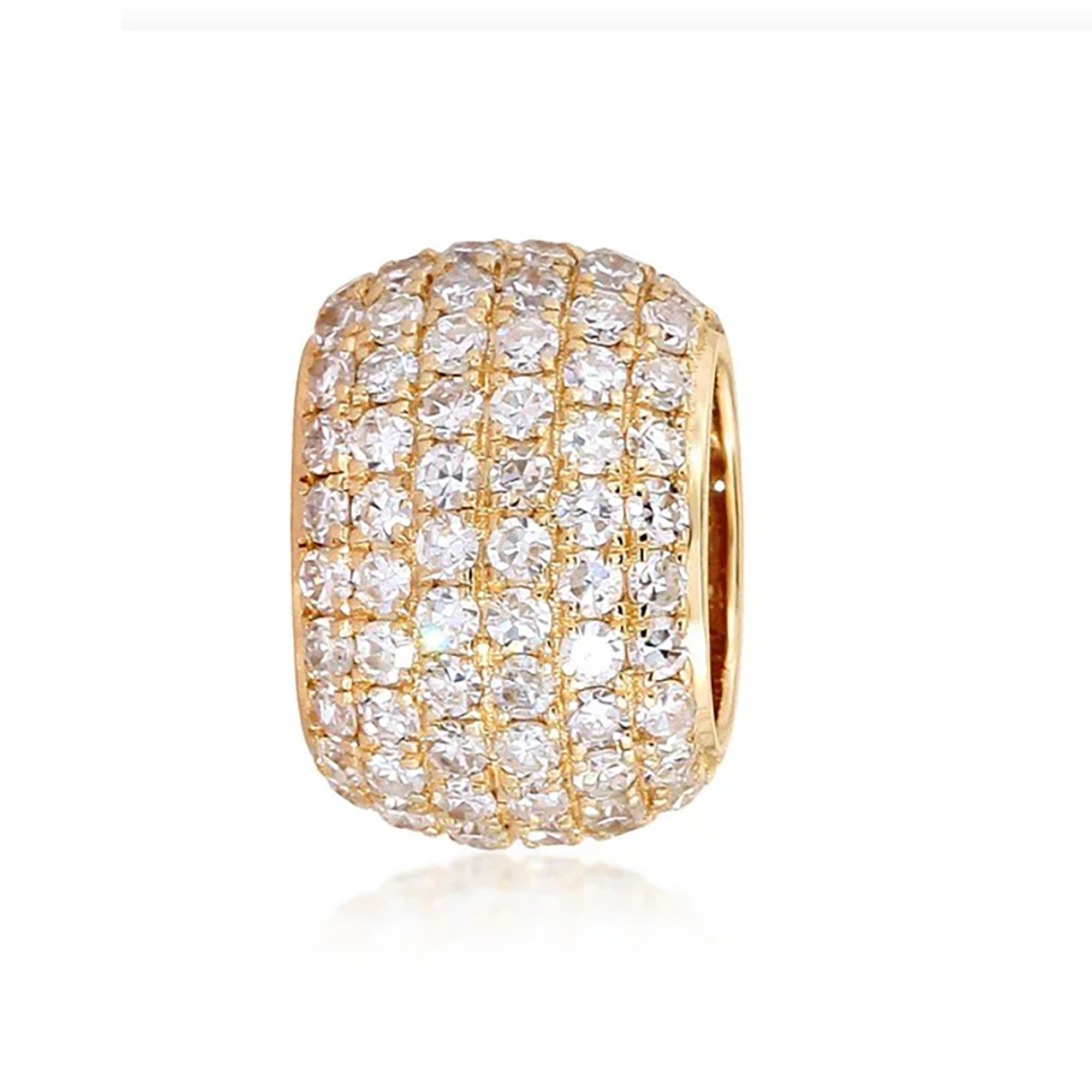 14k Gold Pave Diamond Bead Spacer for Necklaces