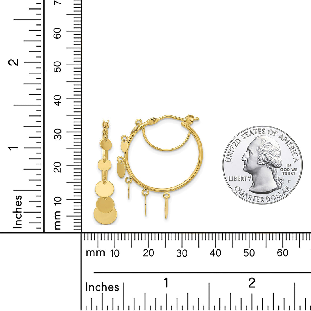 14K Gold Graduated Disc Hoop Earrings