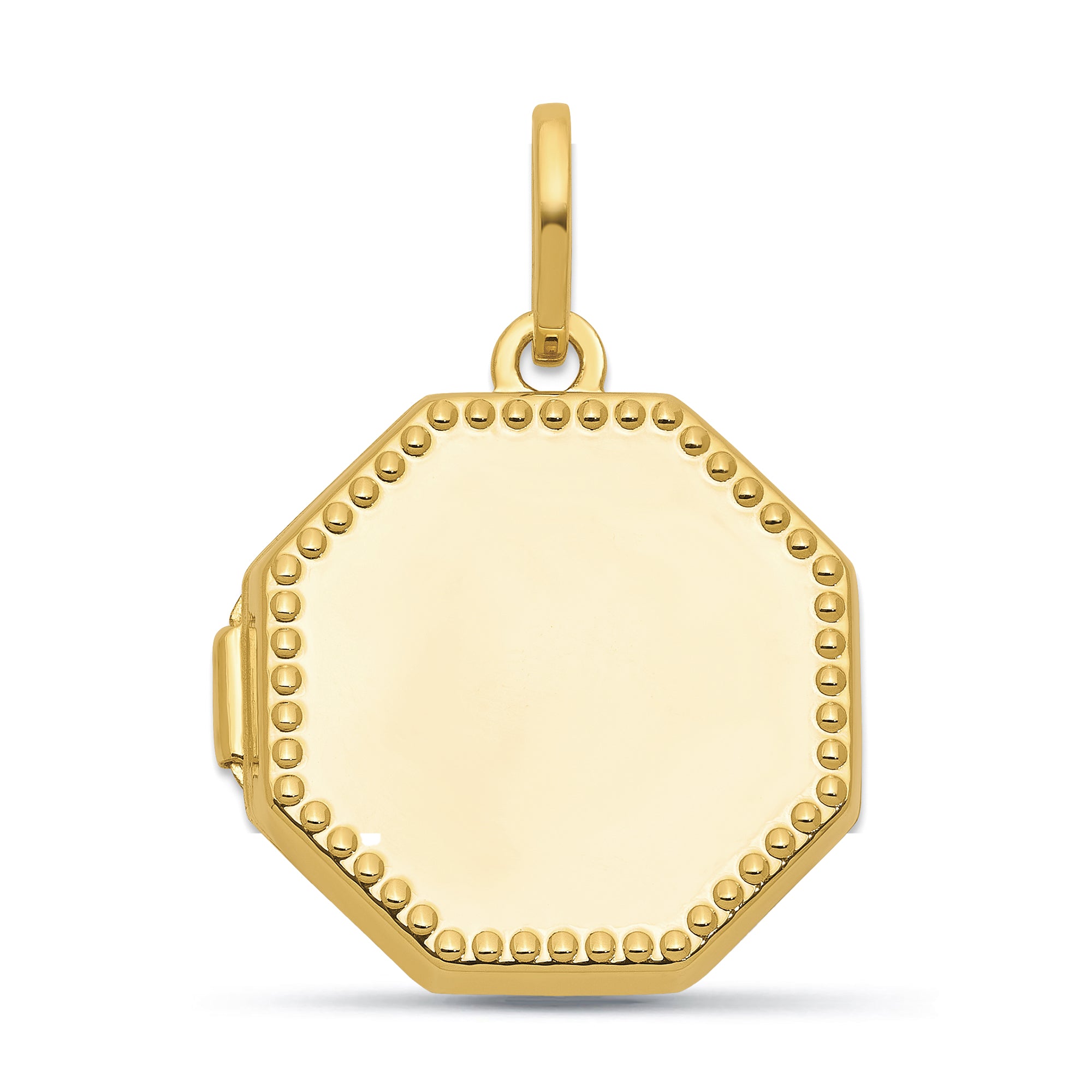 14K Solid Gold Beaded Octagonal Locket