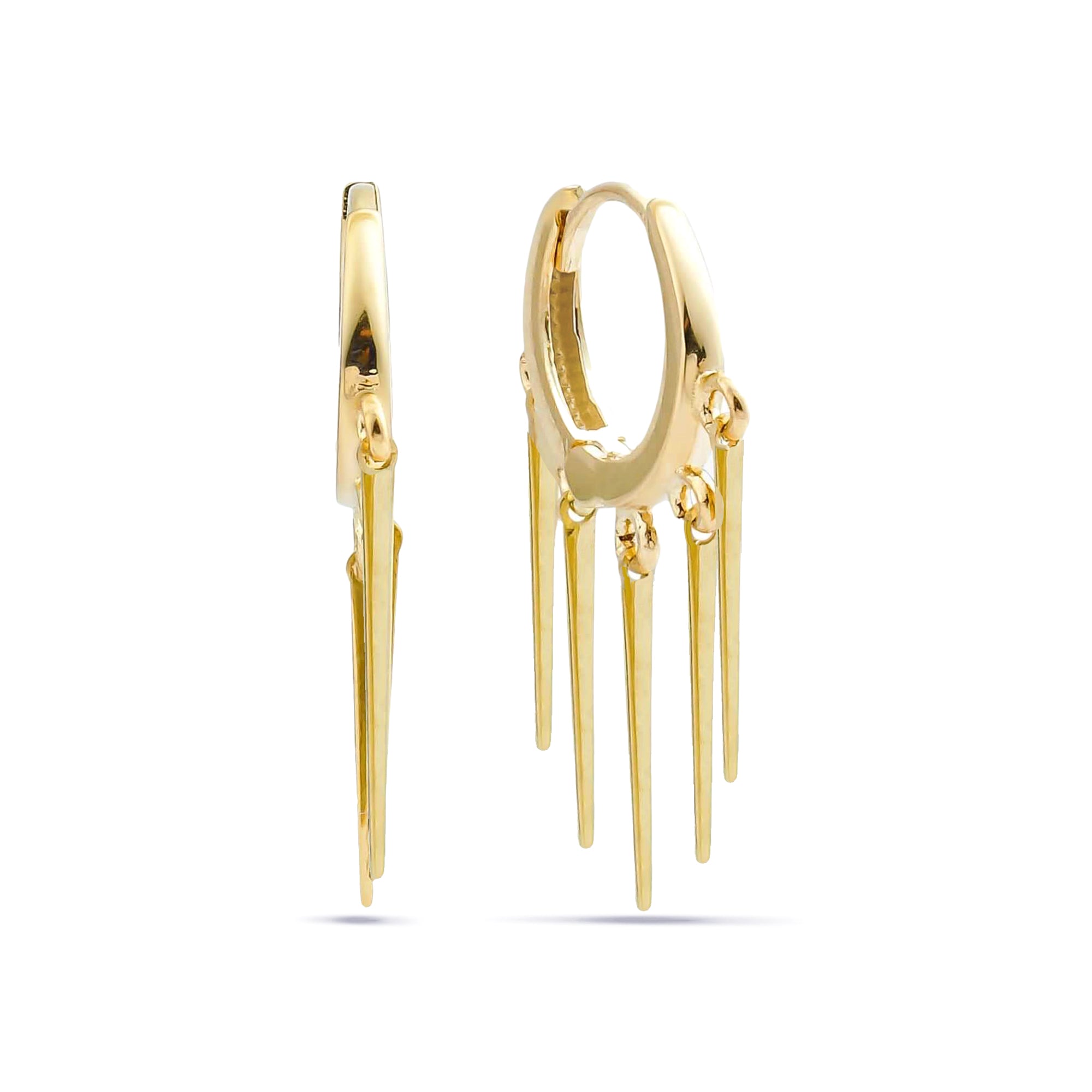 14K Gold Drop Spike Earrings / Triangle Gold Dangle