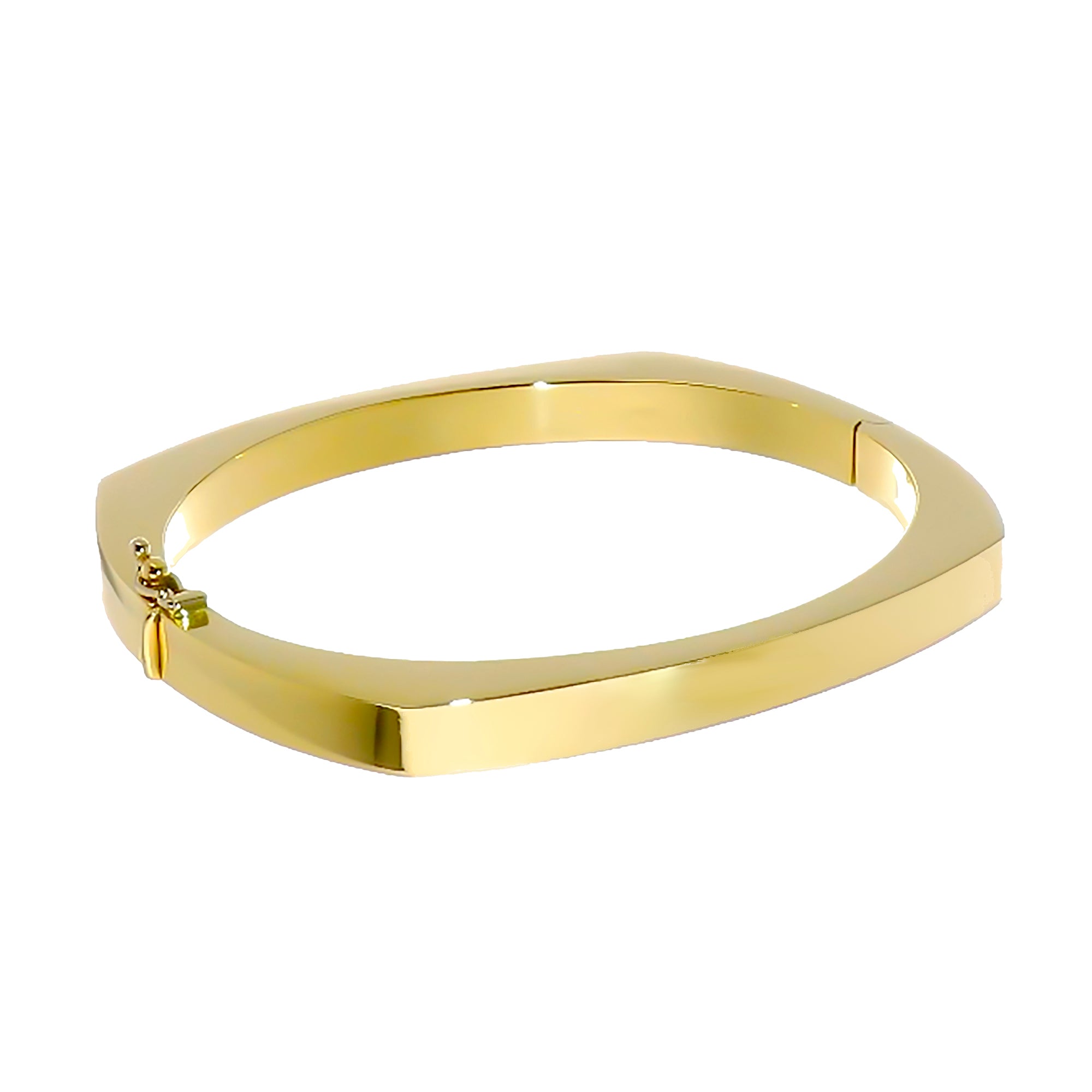 14k Gold Square Flat Bangle Bracelet