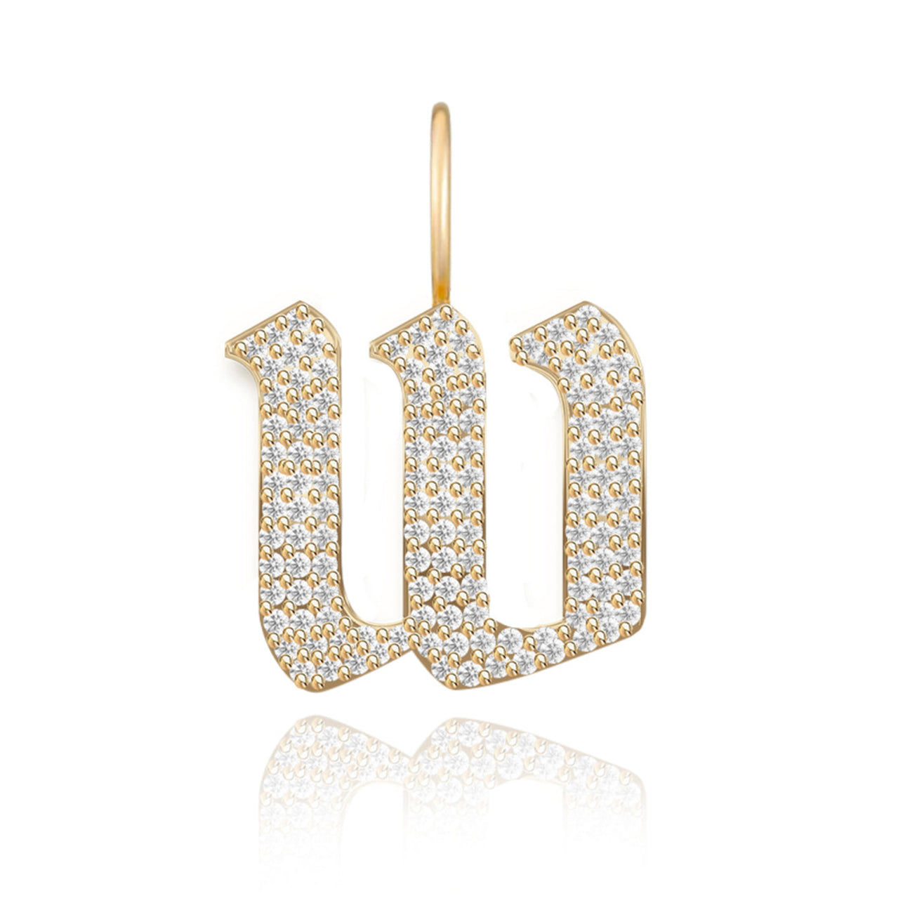 14k Gold Pave Diamond Initial Pendant
